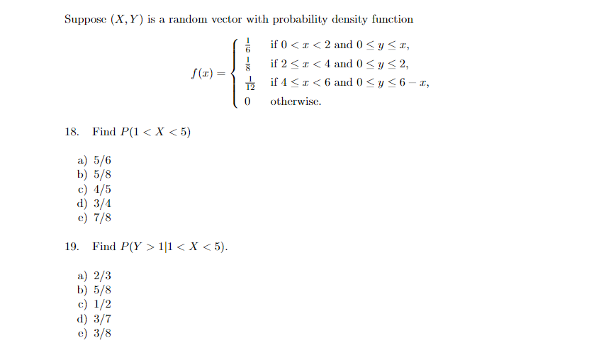 Solved Suppose (X,Y) is a random vector with probability | Chegg.com