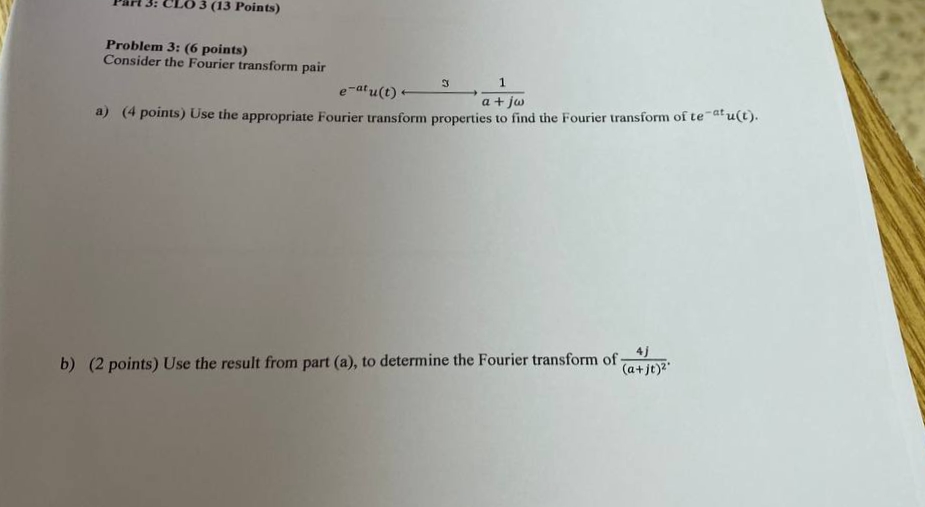 Solved Problem 3: (6 ﻿points)Consider the Fourier transform | Chegg.com
