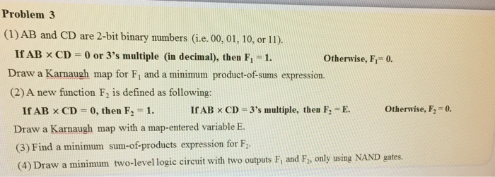 Solved Problem 3 1ab And Cd Are 2 Bit Binary Numbers Ie 