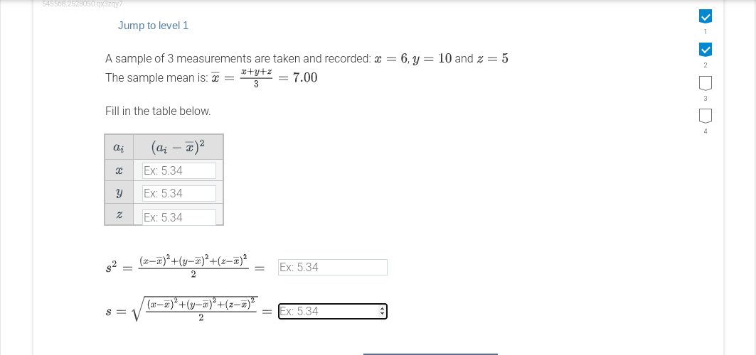 Solved Jump to level 1A sample of 3 ﻿measurements are taken | Chegg.com