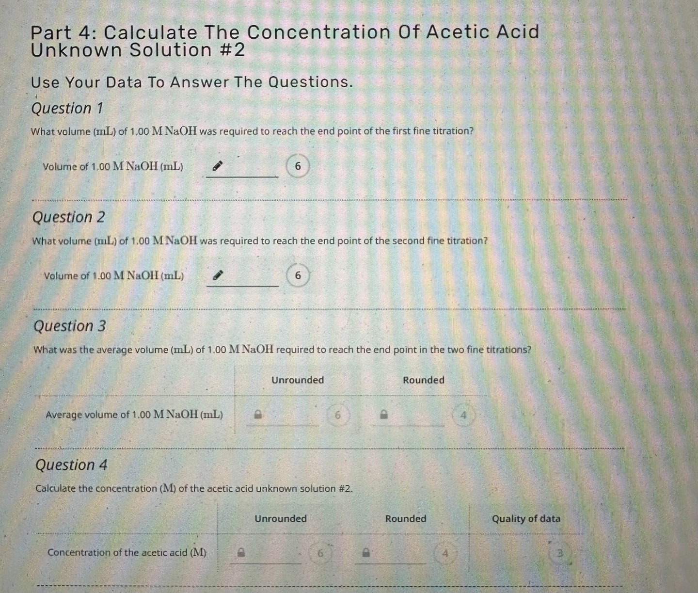 Solved Table 37.4: Coarse Titration of Acetic Acid Unknown | Chegg.com