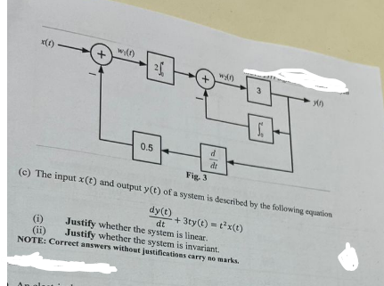 Solved (c) ﻿The input x(t) ﻿and output y(t) ﻿of a system is | Chegg.com