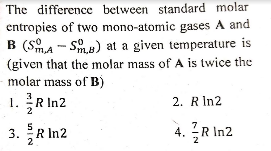 Solved The difference between standard molar entropies of | Chegg.com
