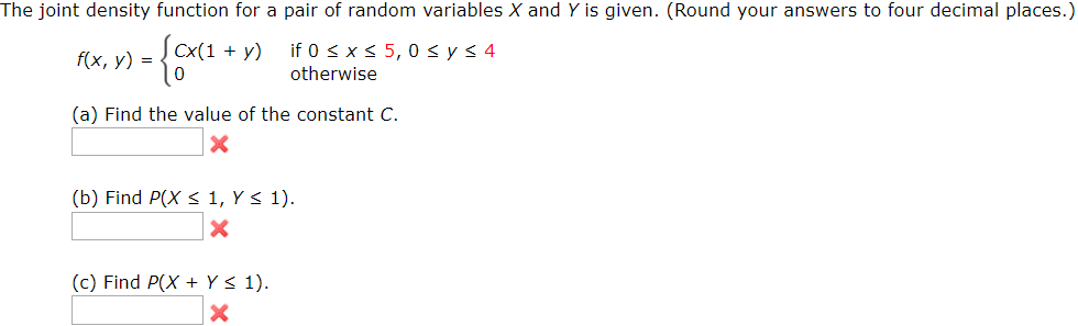 Solved The joint density function for a pair of random | Chegg.com