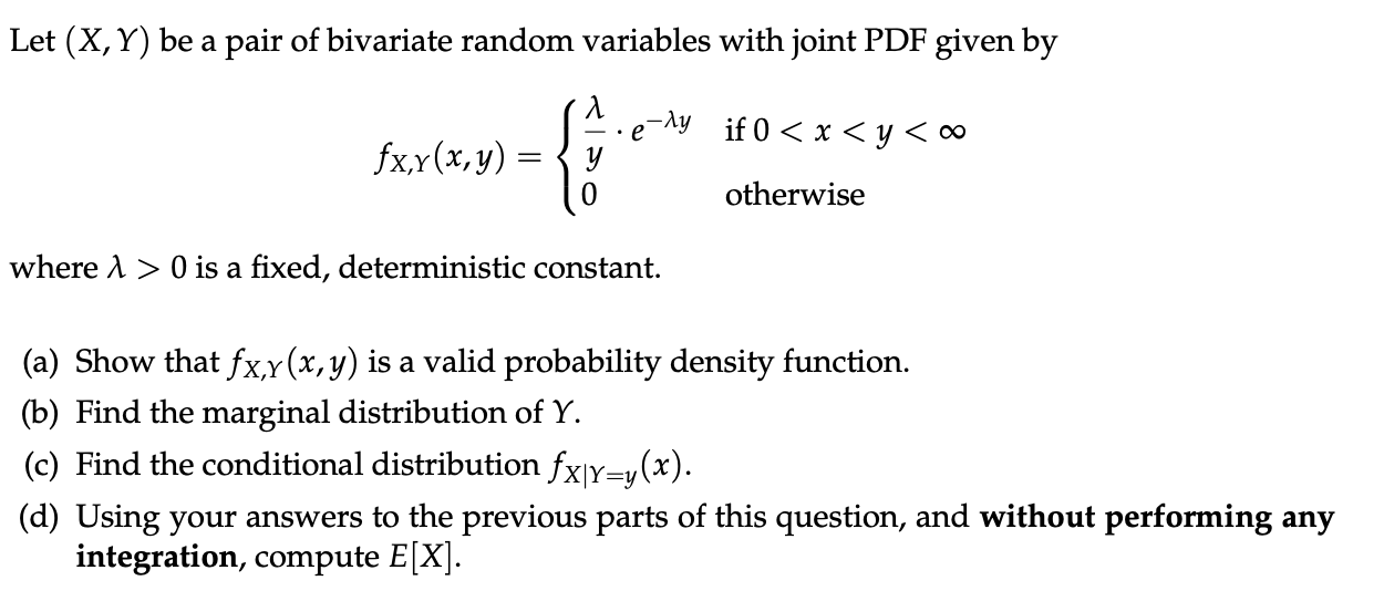 Solved Let (X,Y) be a pair of bivariate random variables | Chegg.com