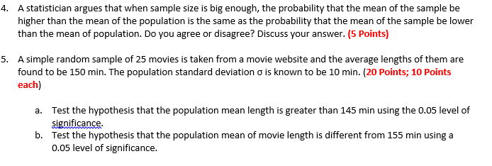 Solved A statistician argues that when sample size is big | Chegg.com