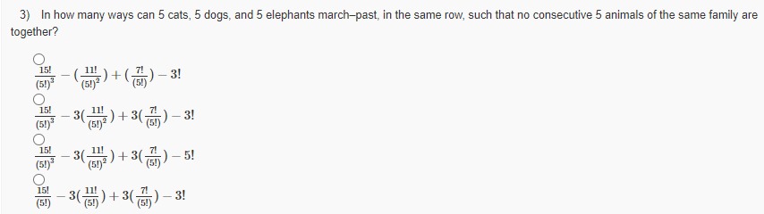 Solved 3) In how many ways can 5 cats, 5 dogs, and 5 | Chegg.com