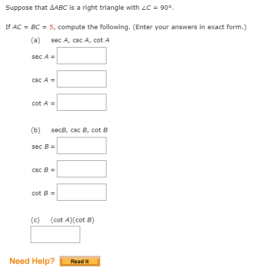 Solved Suppose that AABC is a right triangle with 2C = 90°. | Chegg.com