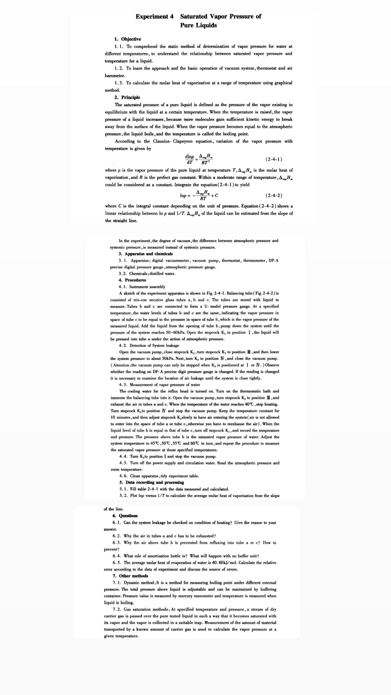 Solved I have an expermint called “ ﻿Saturated Vapor | Chegg.com