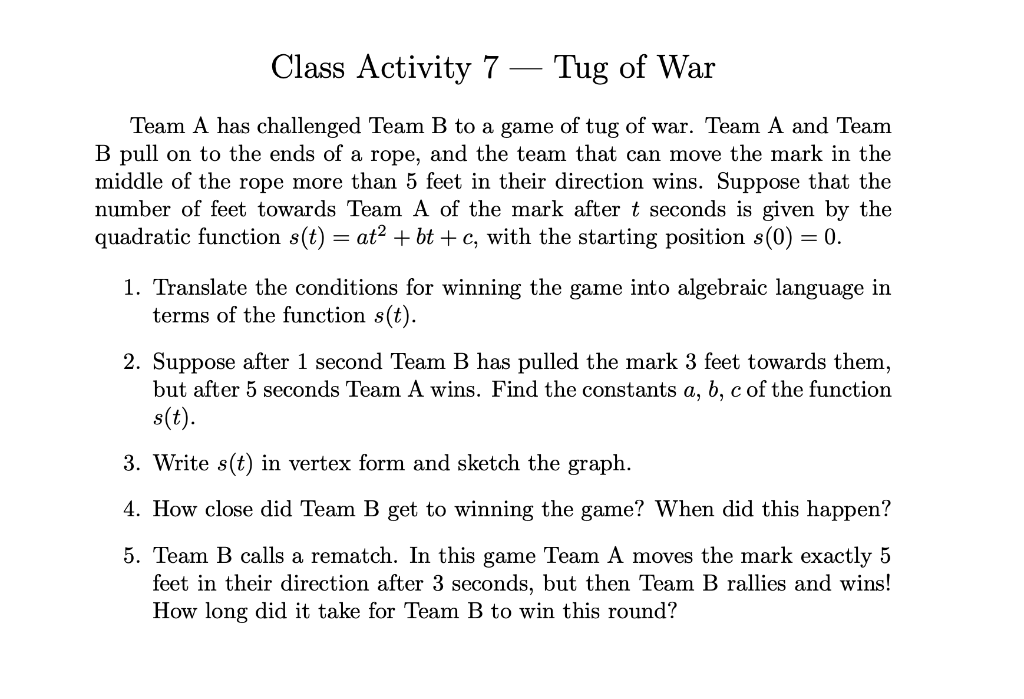Solved Team A has challenged Team B to a game of tug of war. | Chegg.com