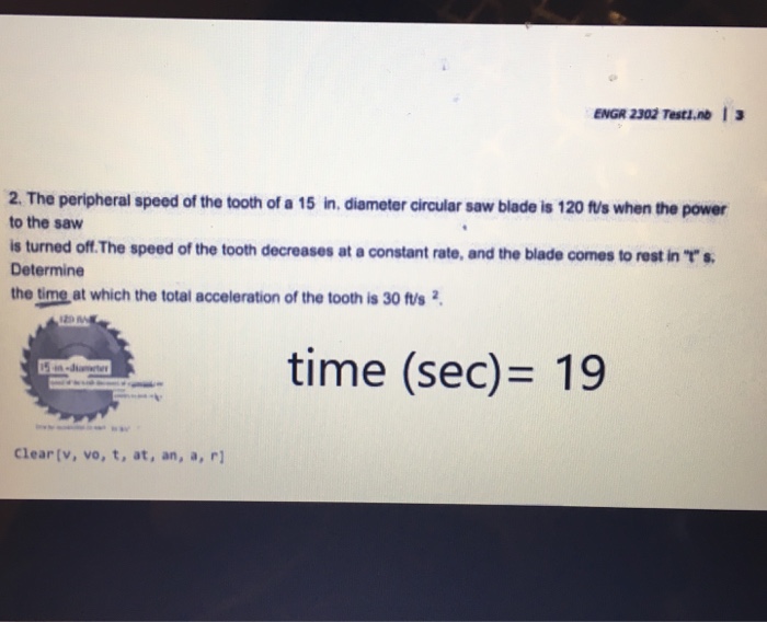 Solved ENGR 2302 Test.no I 3 2. The peripheral speed of the | Chegg.com
