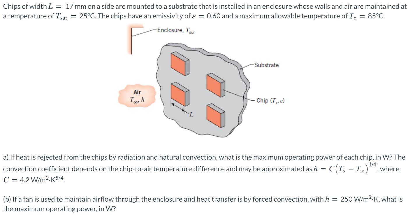 Solved Chips of width L = 17 mm on a side are mounted to a | Chegg.com