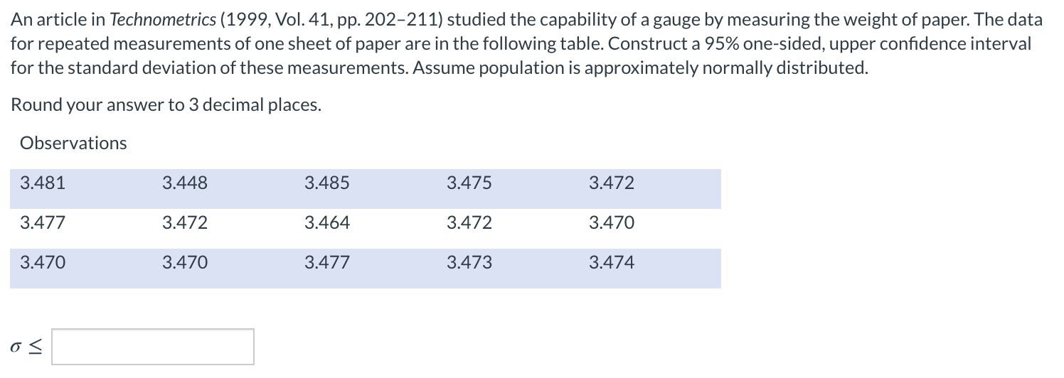 Solved An article in Technometrics (1999, Vol. 41, pp. | Chegg.com