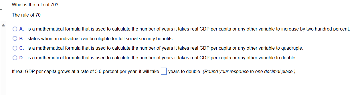 Solved What is the rule of 70 ?The rule of 70A. ﻿is a | Chegg.com