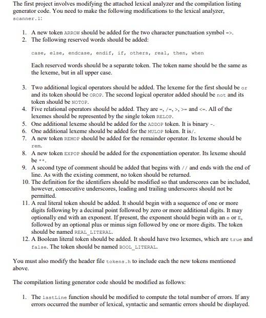 Solved The first project involves modifying the attached | Chegg.com