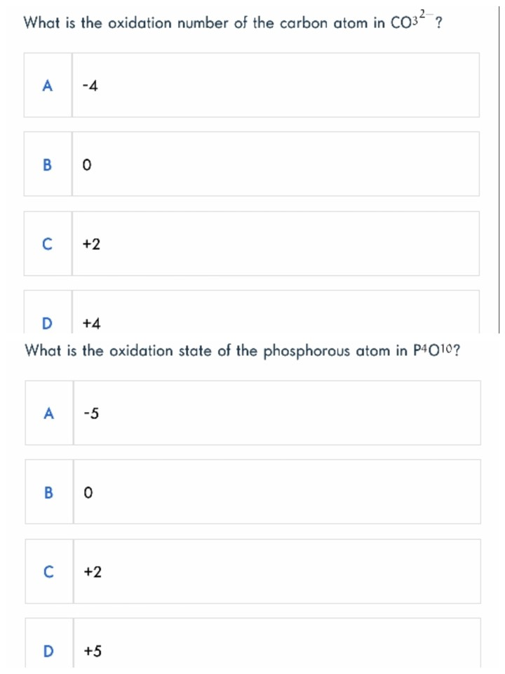 Solved What is the oxidation number of the carbon atom in | Chegg.com