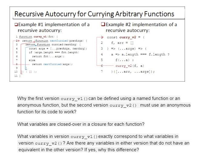 Recursive Autocurry for Currying Arbitrary Functions | Chegg.com