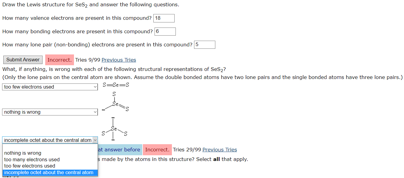 Solved Draw the Lewis structure for SeS2 and answer the | Chegg.com