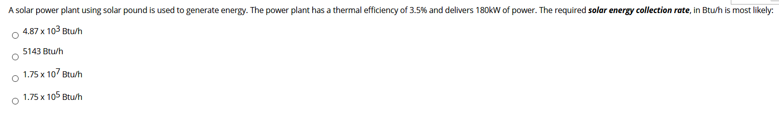 Solved A solar power plant using solar pound is used to | Chegg.com