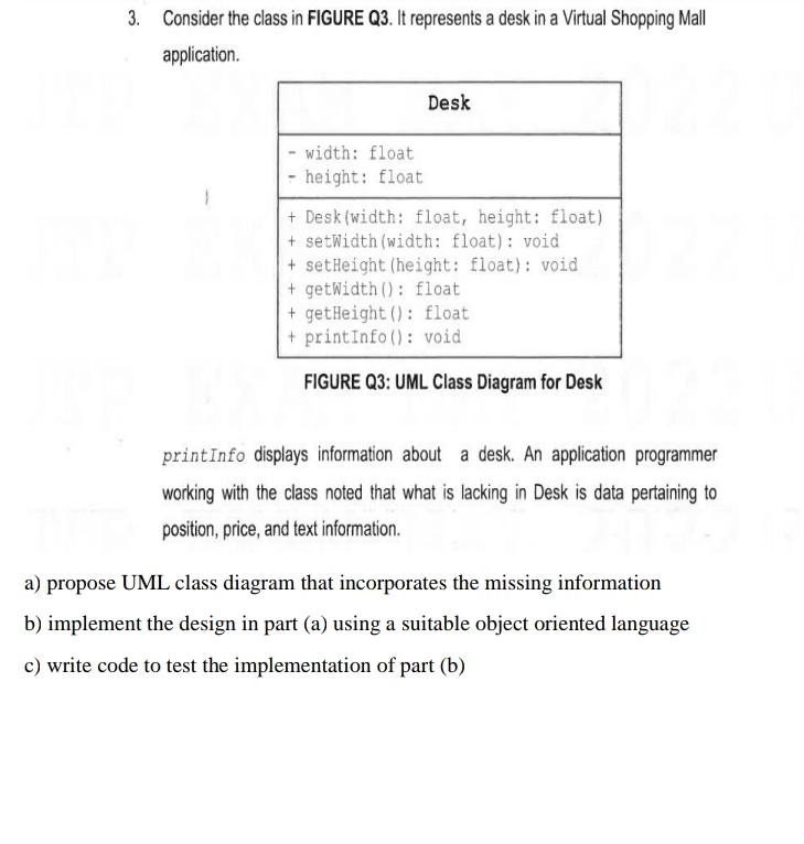 Solved 3. Consider the class in FIGURE Q3. It represents a | Chegg.com