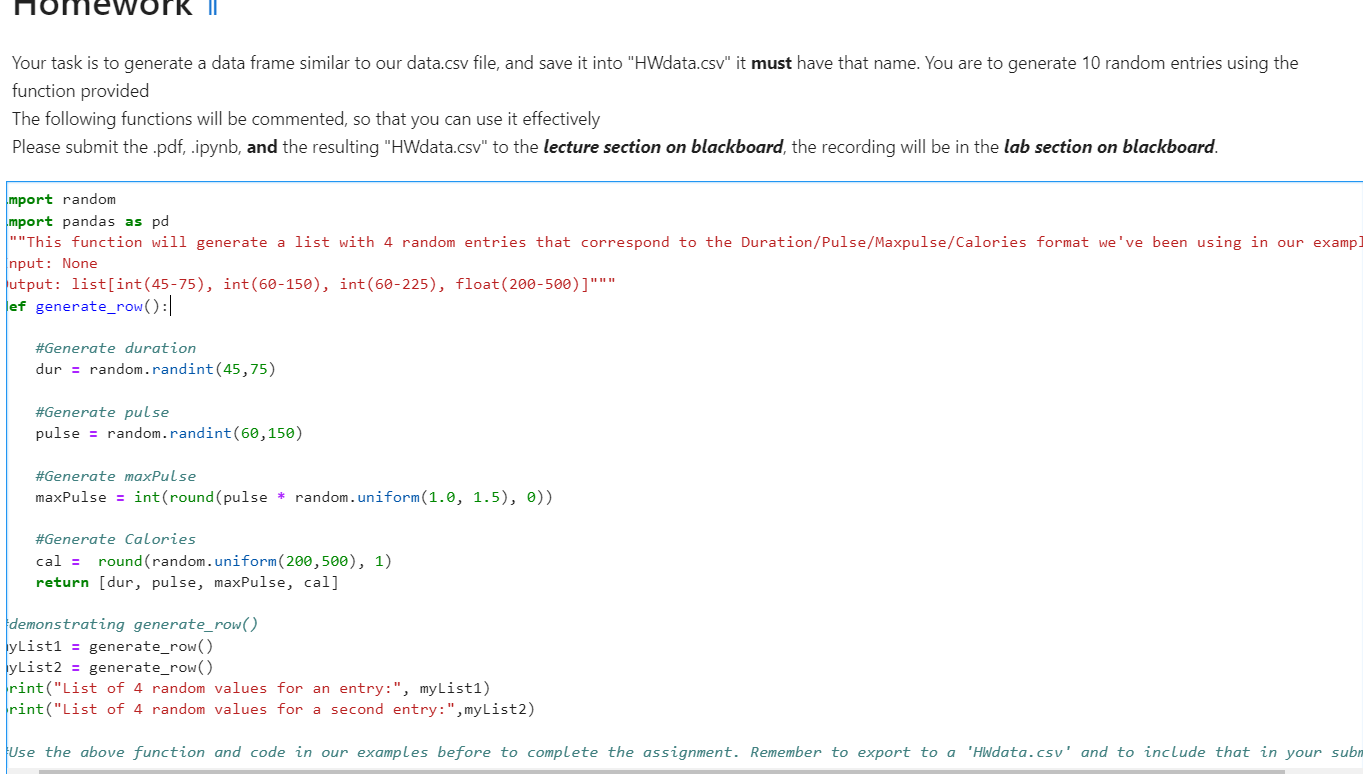 Solved work II Your task is to generate a data frame similar | Chegg.com