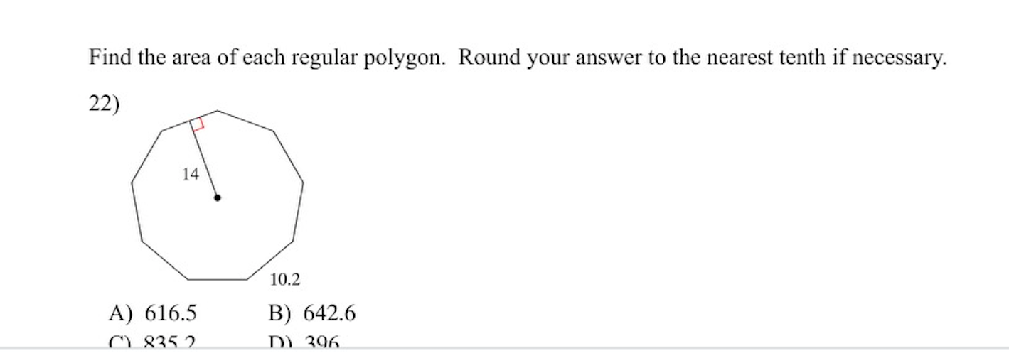 Solved Find the area of each regular polygon. Round your | Chegg.com