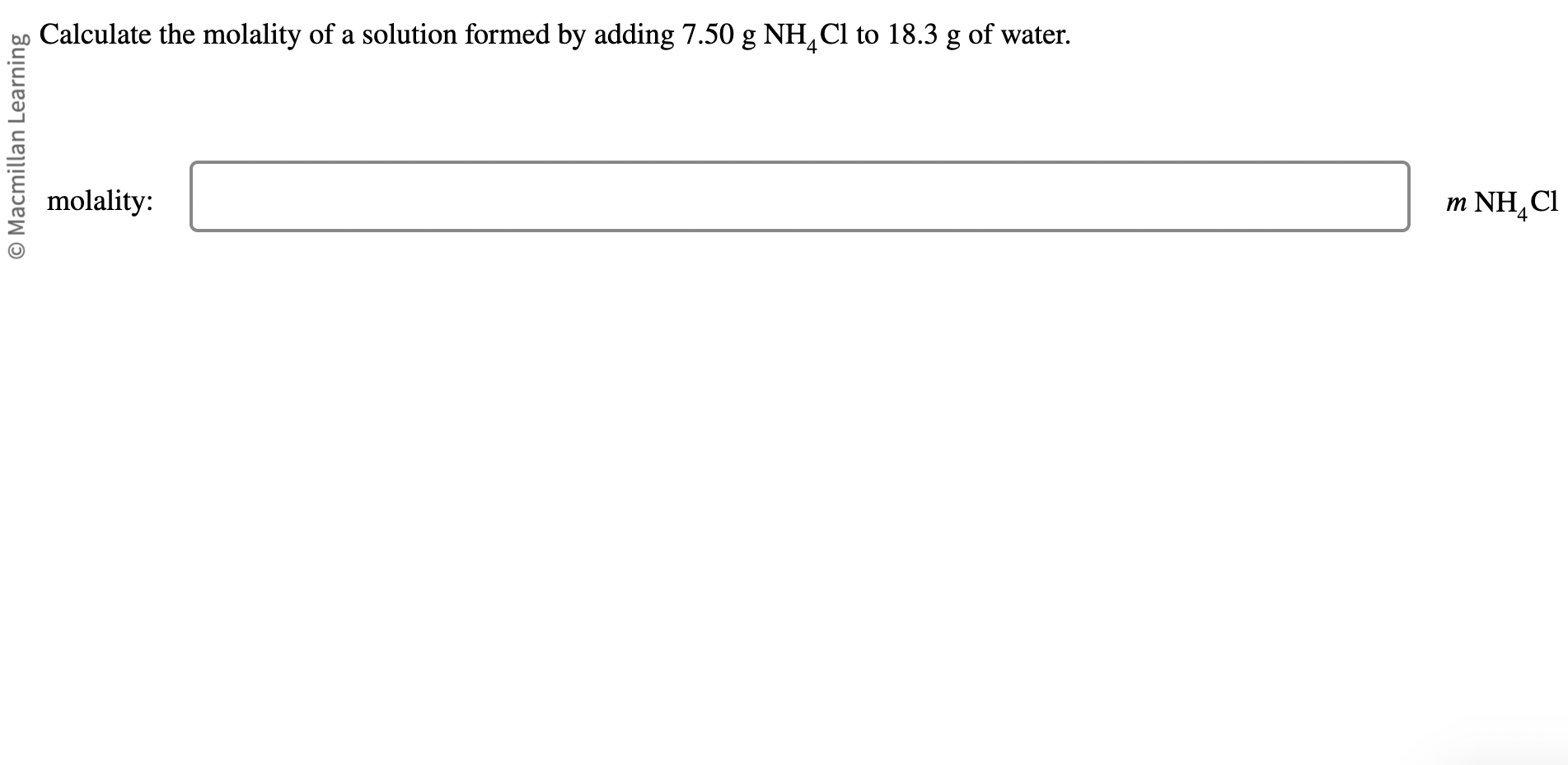 Solved Calculate the molality of a solution formed by adding | Chegg.com
