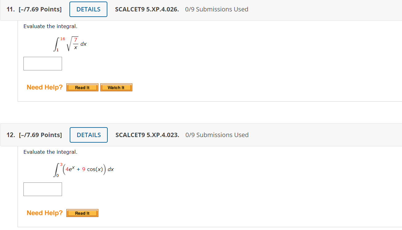 Solved -/7.69 Points] SCALCET9 5.XP.4.026. O/9 Submissions | Chegg.com