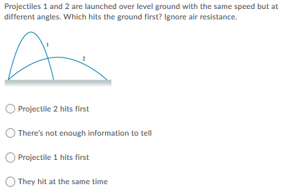 Solved Projectiles 1 and 2 are launched over level ground | Chegg.com