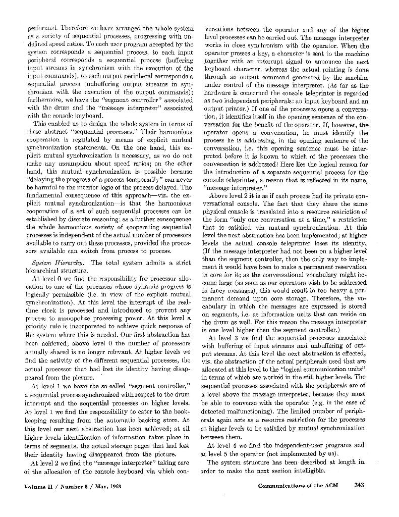 The Structure of the "THE"-Multiprogramming System | Chegg.com