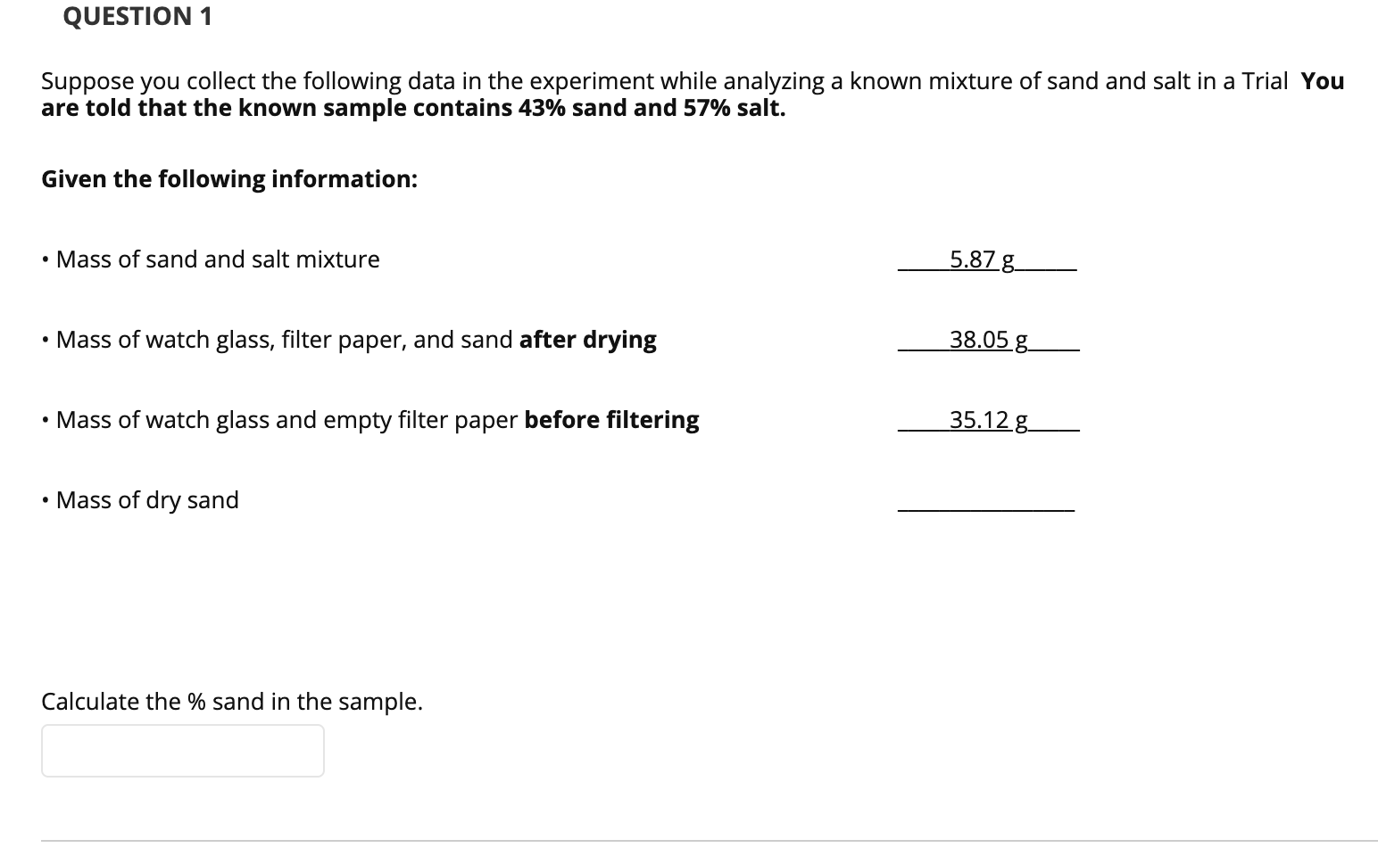 Solved QUESTION 1 Suppose you collect the following data in | Chegg.com