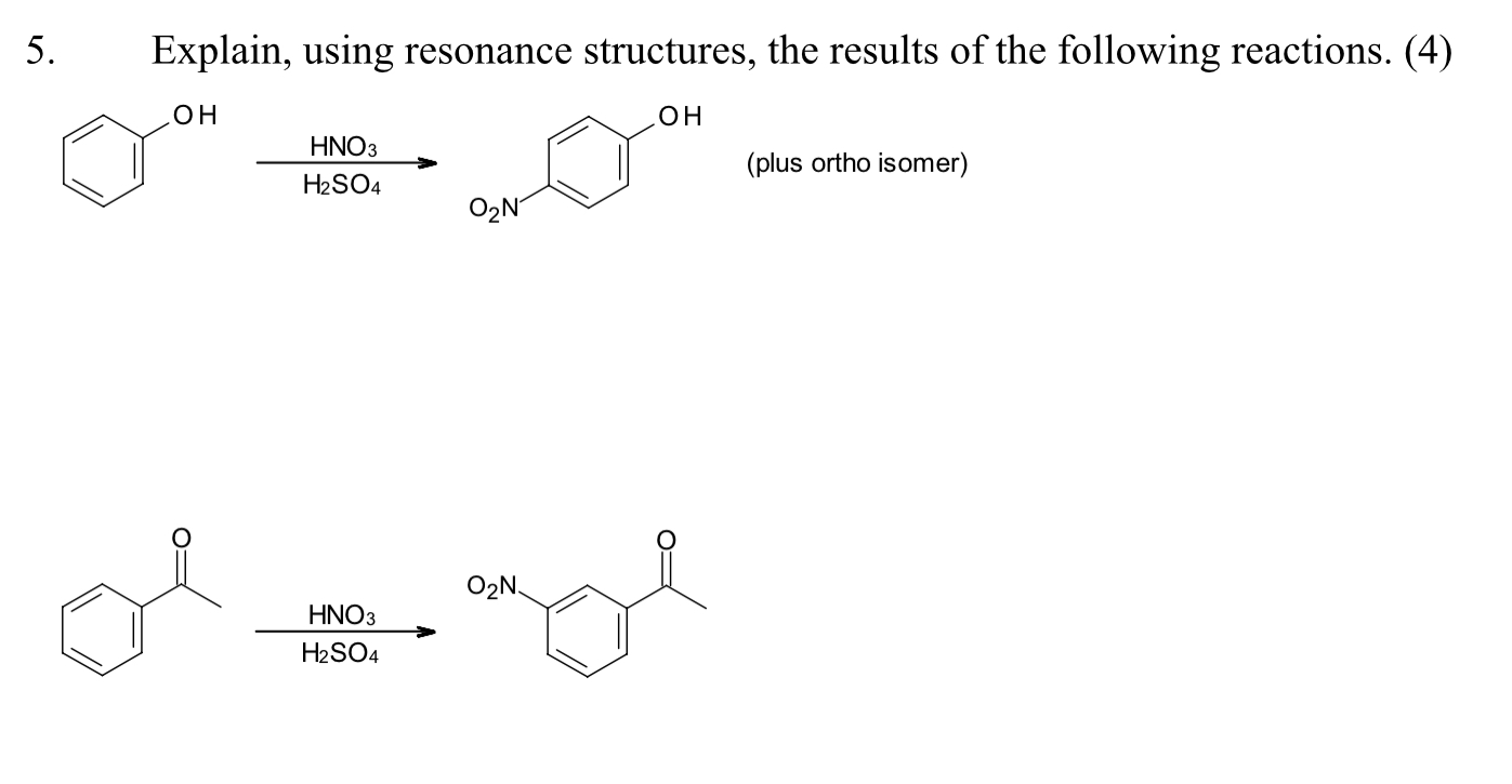 Solved 5. Explain, using resonance structures, the results | Chegg.com