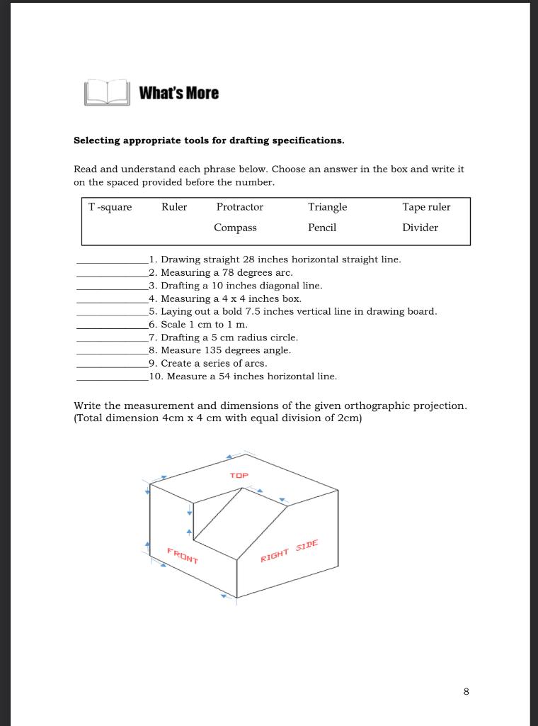 Solved What's More Selecting appropriate tools for drafting | Chegg.com