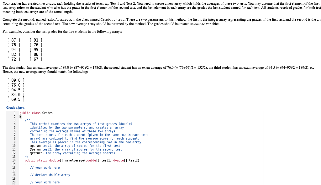 Solved meaning both test arrays are of the same length. | Chegg.com