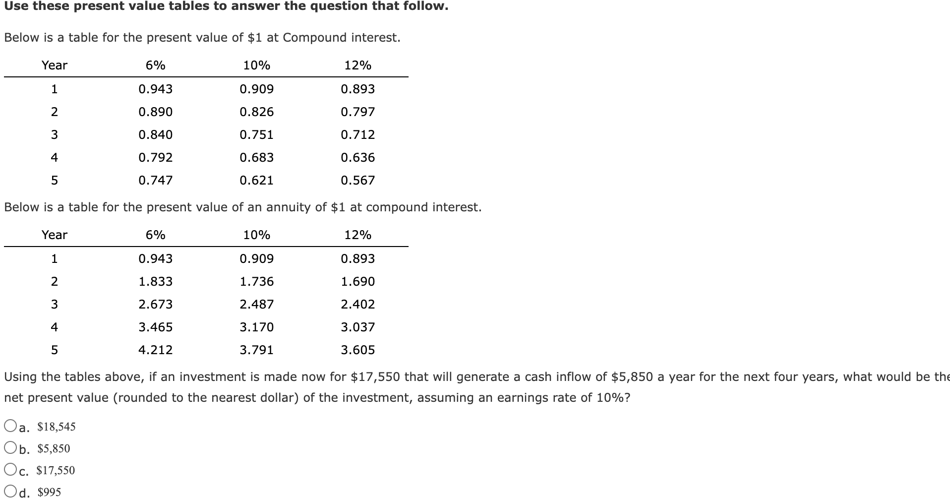 Solved Use these present value tables to answer the question | Chegg.com