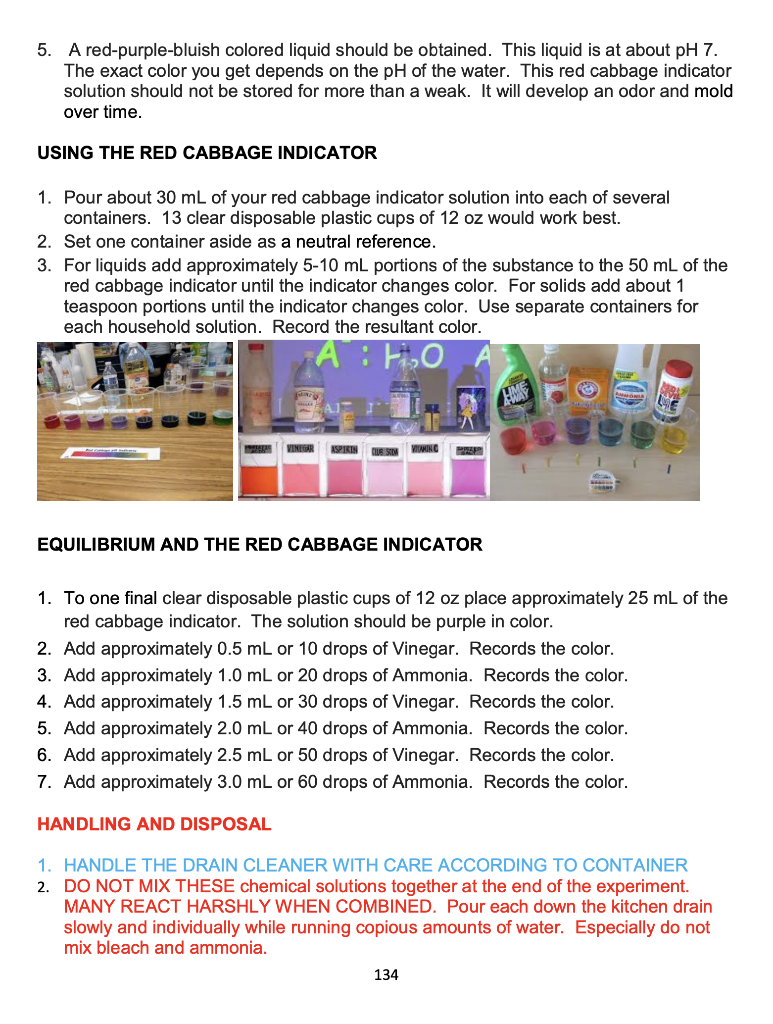 Solved PROCEDURE MAKING THE RED CABBAGE INDICATOR 1. Take a | Chegg.com