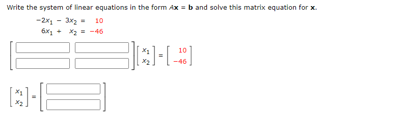Solved Write the system of linear equations in the form Ax = | Chegg.com