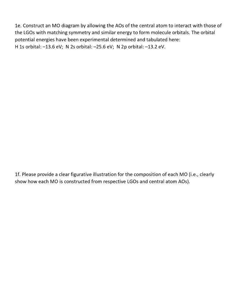 Solved 1. Construct the MO diagram of NH3 (C3v point group). | Chegg.com