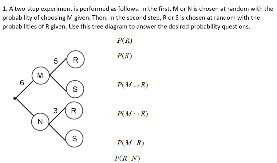 Solved 1. A two-step experiment is performed as follows. In | Chegg.com