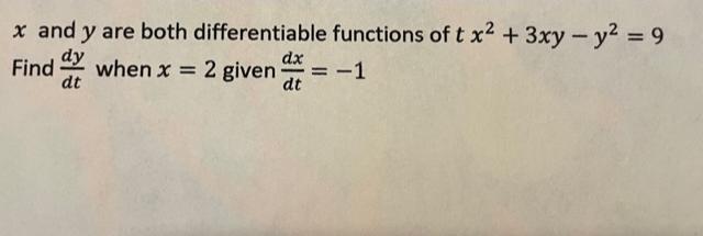Solved x and y are both differentiable functions of | Chegg.com