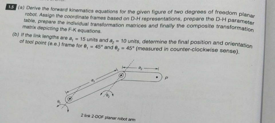 Solved 15 (a) Derive the forward kinematics equations for | Chegg.com