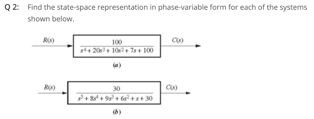 Solved Q 2: Find the state-space representation in | Chegg.com