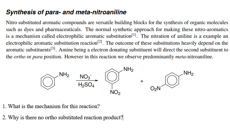 Solved Synthesis of para- and meta-nitroaniline Nitro | Chegg.com
