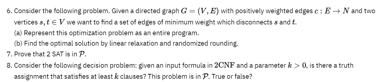 Solved 6. Consider the following problem. Given a directed | Chegg.com