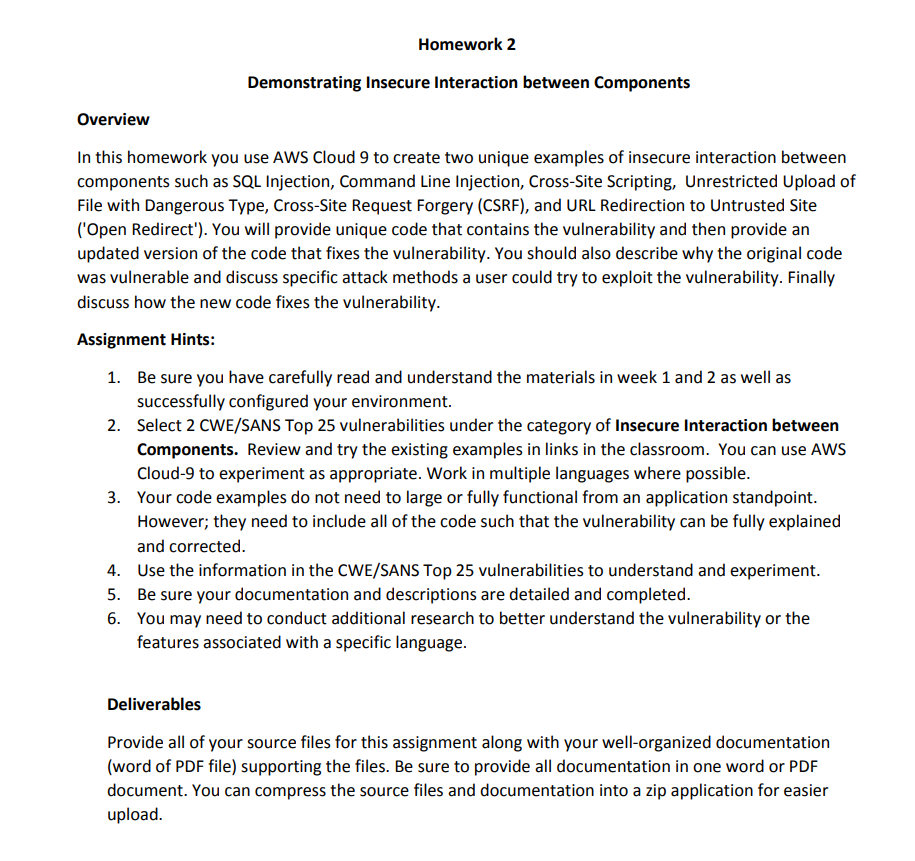 Solved Demonstrating Insecure Interaction between | Chegg.com