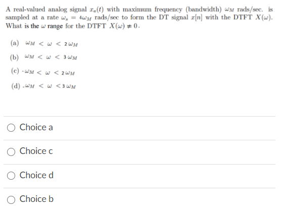 Solved A real-valued analog signal xa(t) with maximum | Chegg.com