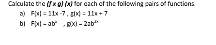 Solved Calculate the (fxg) (x) for each of the following | Chegg.com