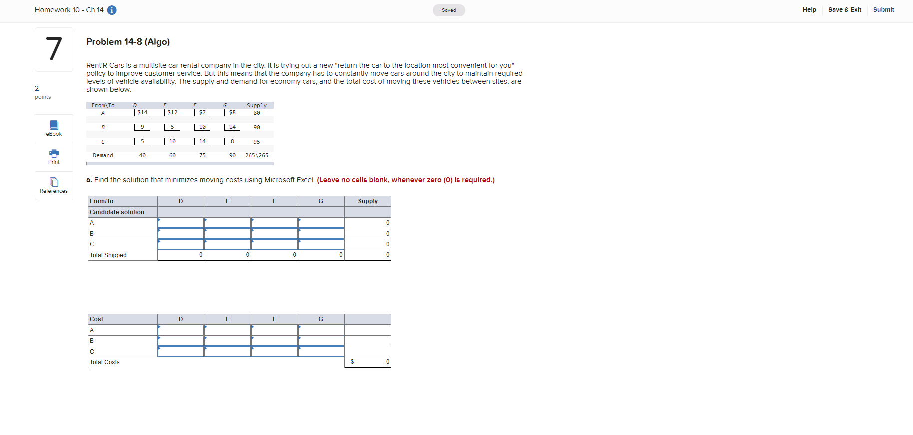 Solved Homework 10 - Ch 14 Saved Help Save & Exit Submit | Chegg.com