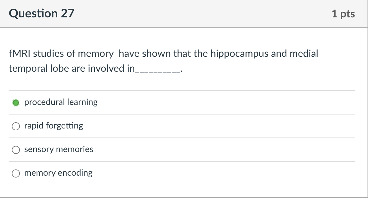 [Solved]: fMRI studies of memory have shown that the hippo