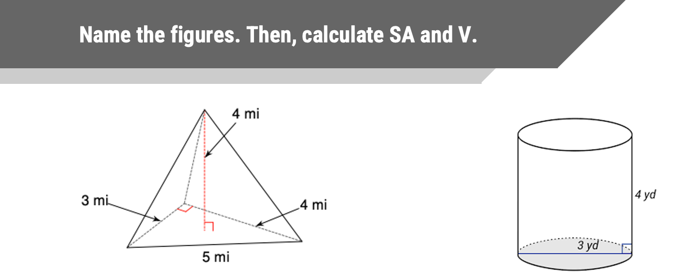 Solved Name the figures. Then, calculate SA and V. | Chegg.com